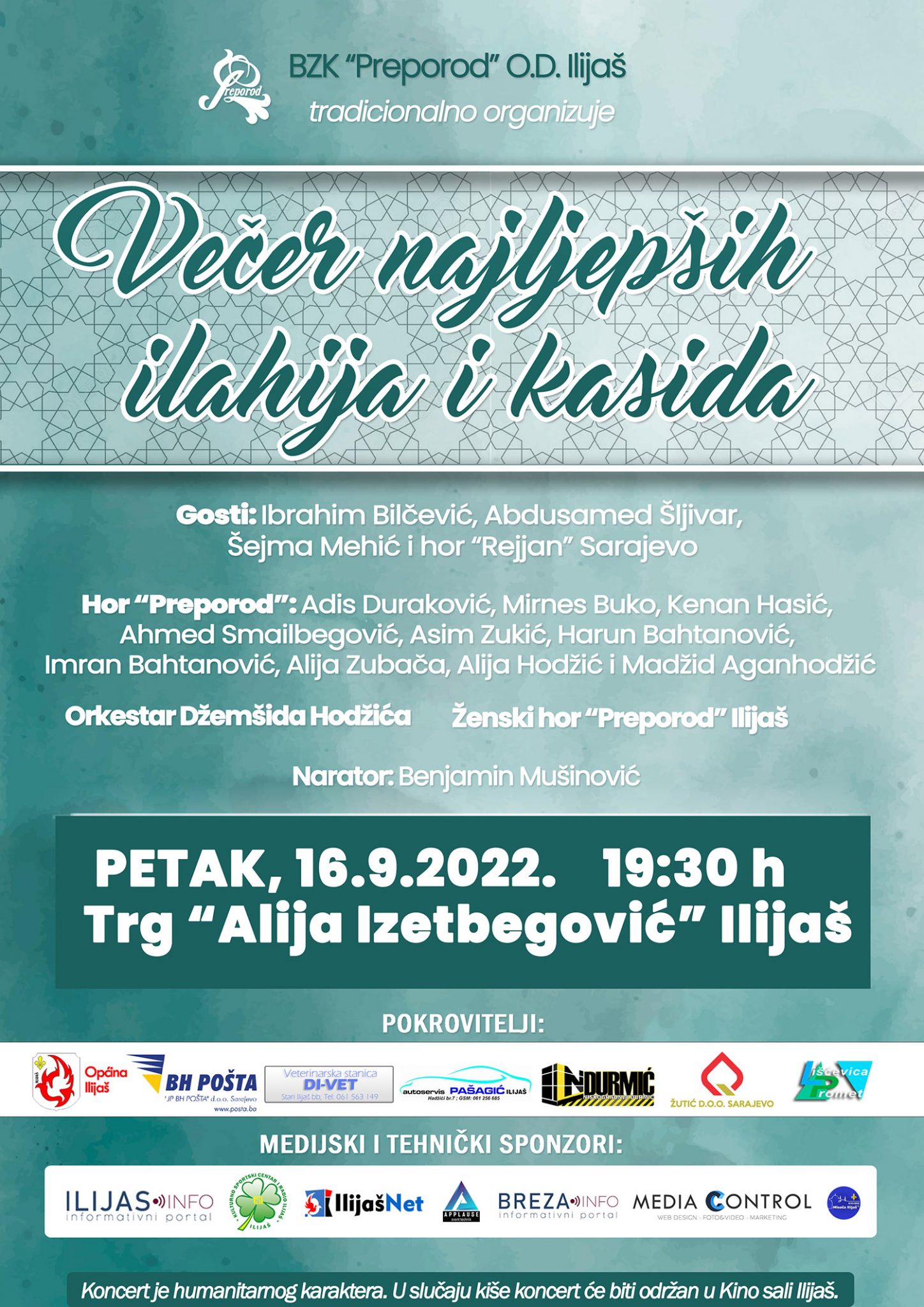 Tradicionalni koncert “Večer najljepših ilahija i kasida” 16. septembra u Ilijašu - Radio Ilijaš