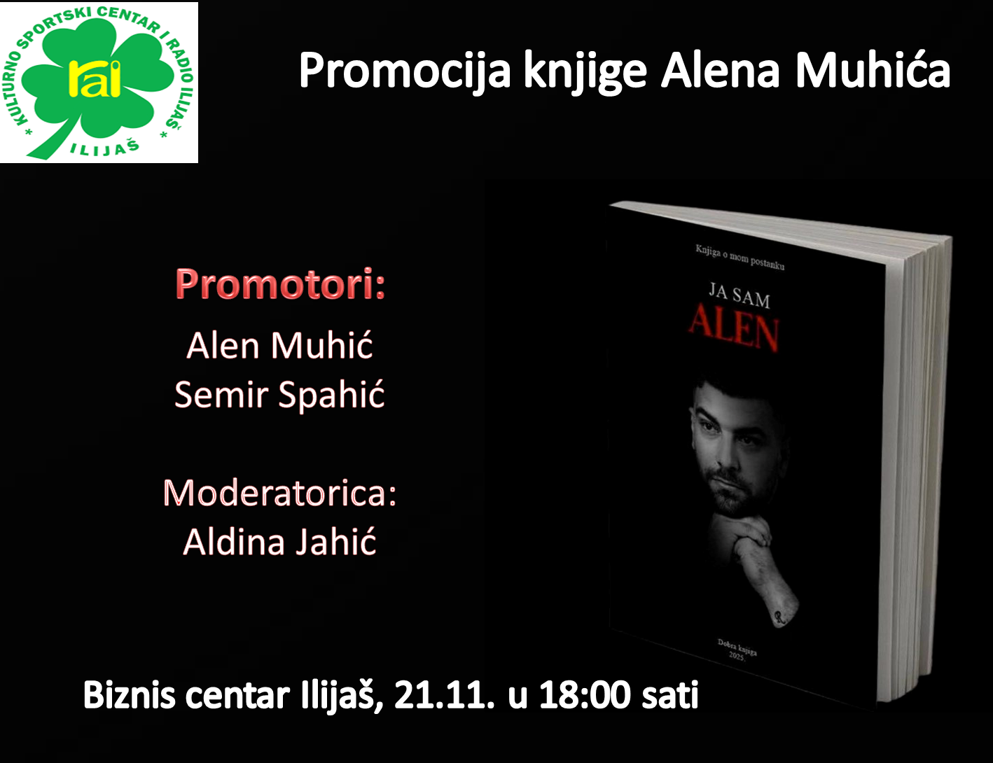 Promocija knjige “Ja sam Alen” u petak u Ilijašu - Radio Ilijaš